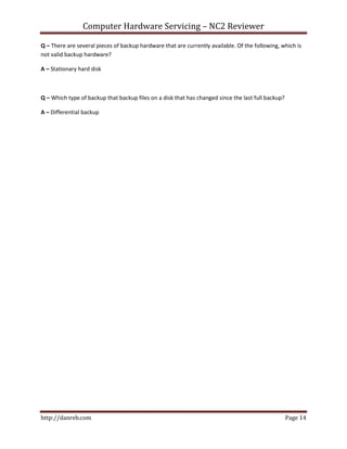 Chs nc2 reviewer - with oral questioning | DOCX