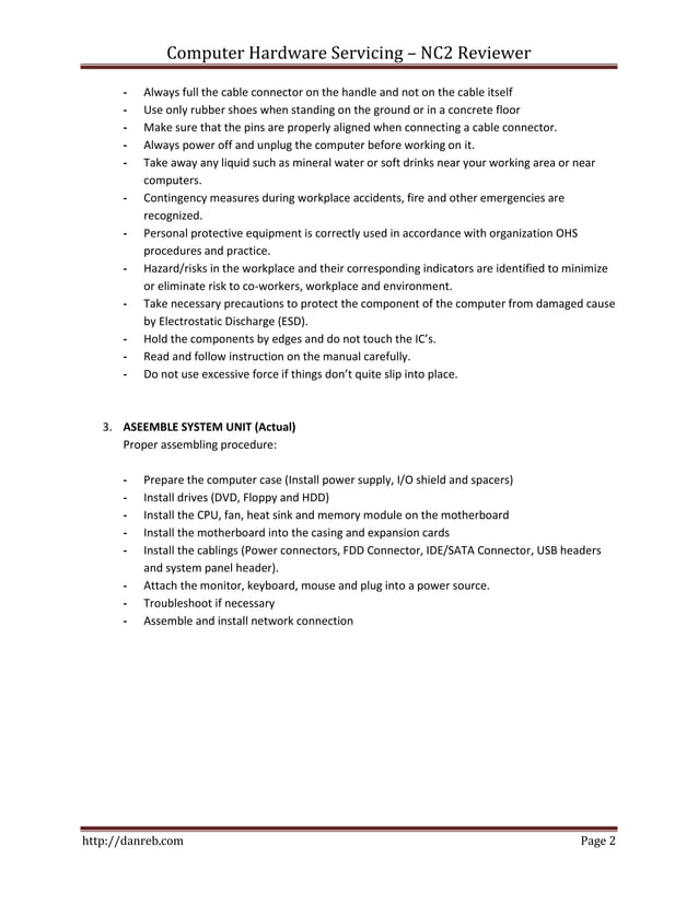 Chs nc2 reviewer - with oral questioning | DOCX Chs nc2 reviewer - with oral questioning | DOCX