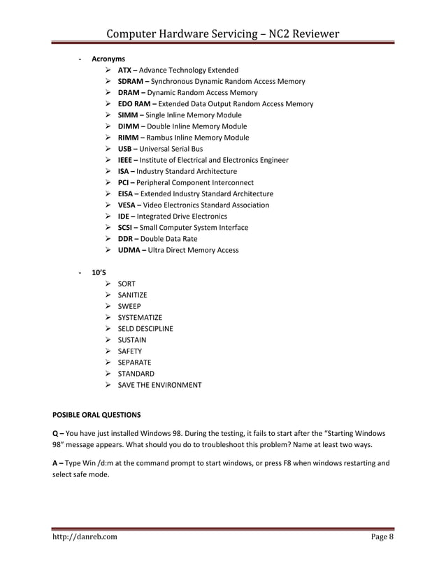 Chs nc2 reviewer - with oral questioning | DOCX Chs nc2 reviewer - with oral questioning | DOCX