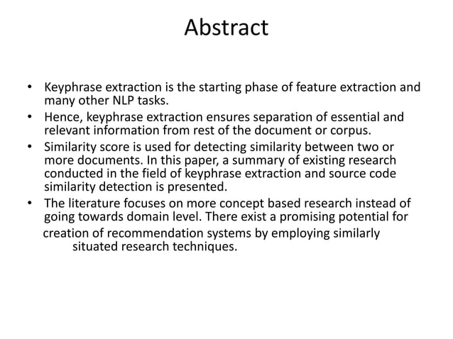 Keyphrase Extraction And Source Code Similarity Detection A Survey Ppt