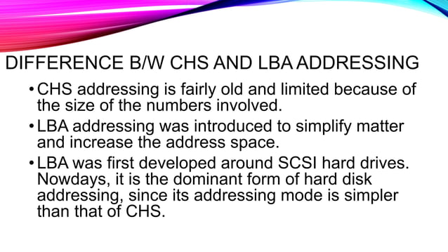 CHA & LBA Addressing | PPTX | Data Storage and Warehousing | Computing