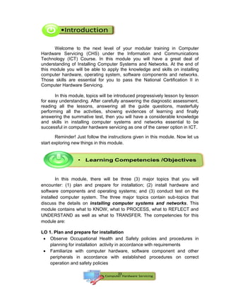 K-12 Grade 9 - Computer Hardware Servicing ICT Learning Material | PDF