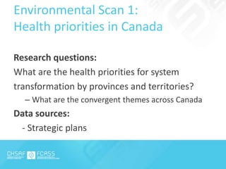 Health System Priorities in Canada: Perspectives from different ...