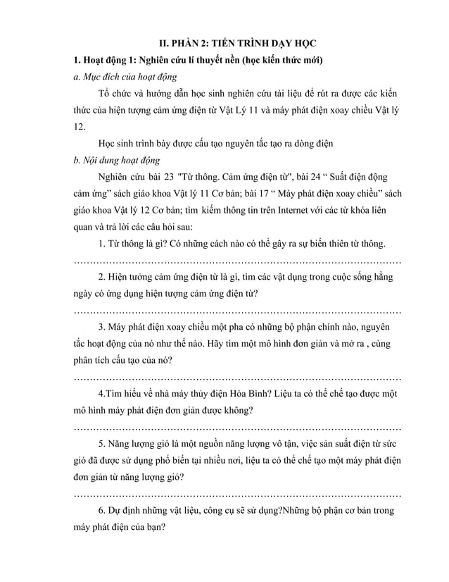 CHỦ ĐỀ STEM VẬT LÝ 11. CHẾ TẠO MÔ HÌNH QUẠT GIÓ VỚI ĐỘNG CƠ ĐƠN GIẢN - ĐÈN NGỦ TIẾT KIỆM ĐIỆN ...