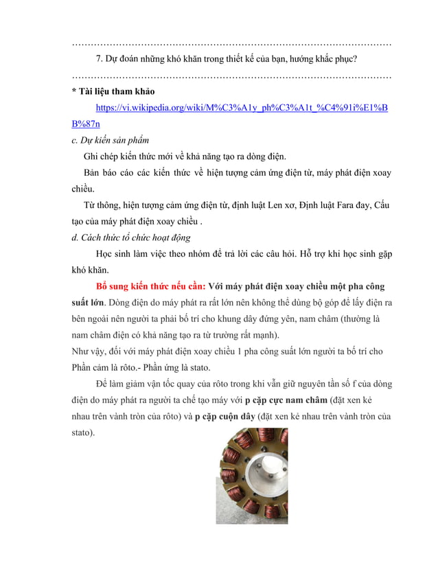 CHỦ ĐỀ STEM VẬT LÝ 11. CHẾ TẠO MÔ HÌNH QUẠT GIÓ VỚI ĐỘNG CƠ ĐƠN GIẢN - ĐÈN NGỦ TIẾT KIỆM ĐIỆN ...