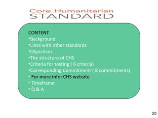 Core Humanitarian Standard & Testing Process | PPT