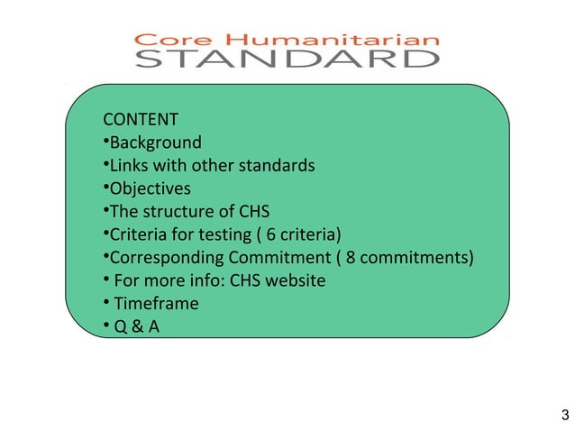 Core Humanitarian Standard & Testing Process | PPT | Non-Profit ...