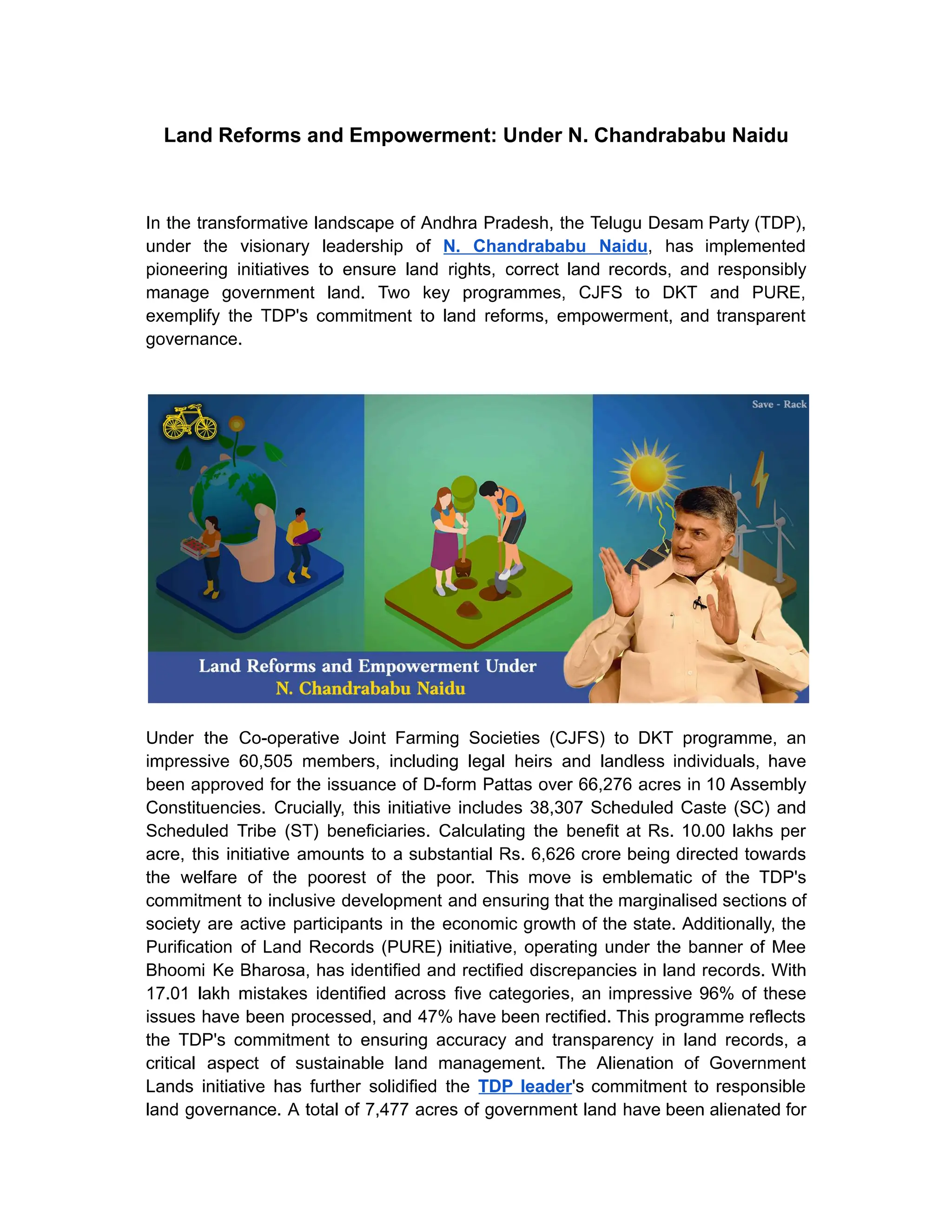 Land Reforms and Empowerment: Under N. Chandrababu Naidu | PDF