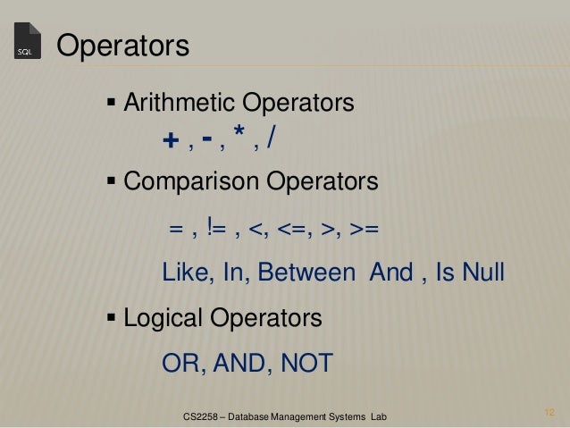 SQL Functions and Operators