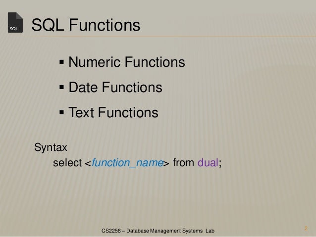 SQL Functions and Operators