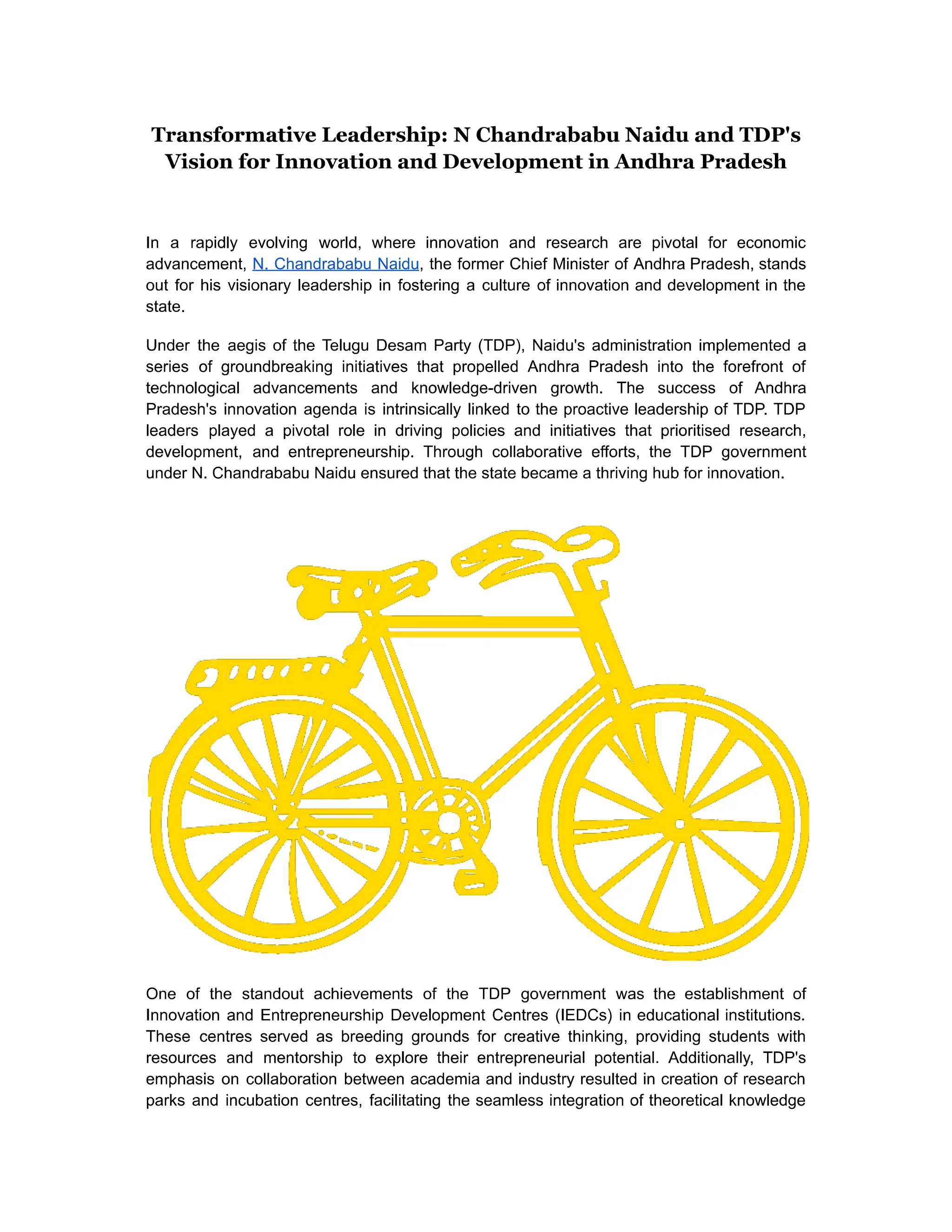 Transformative Leadership: N Chandrababu Naidu and TDP's Vision for Innovation and Development ...