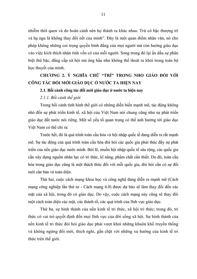 CHỮ “TRÍ” THEO TƯ TƯỞNG NHO GIÁO VÀ Ý NGHĨA TRONG ĐỔI MỚI GIAÓ DỤC Ở VIỆT NAM HIỆN NAY | DOCX