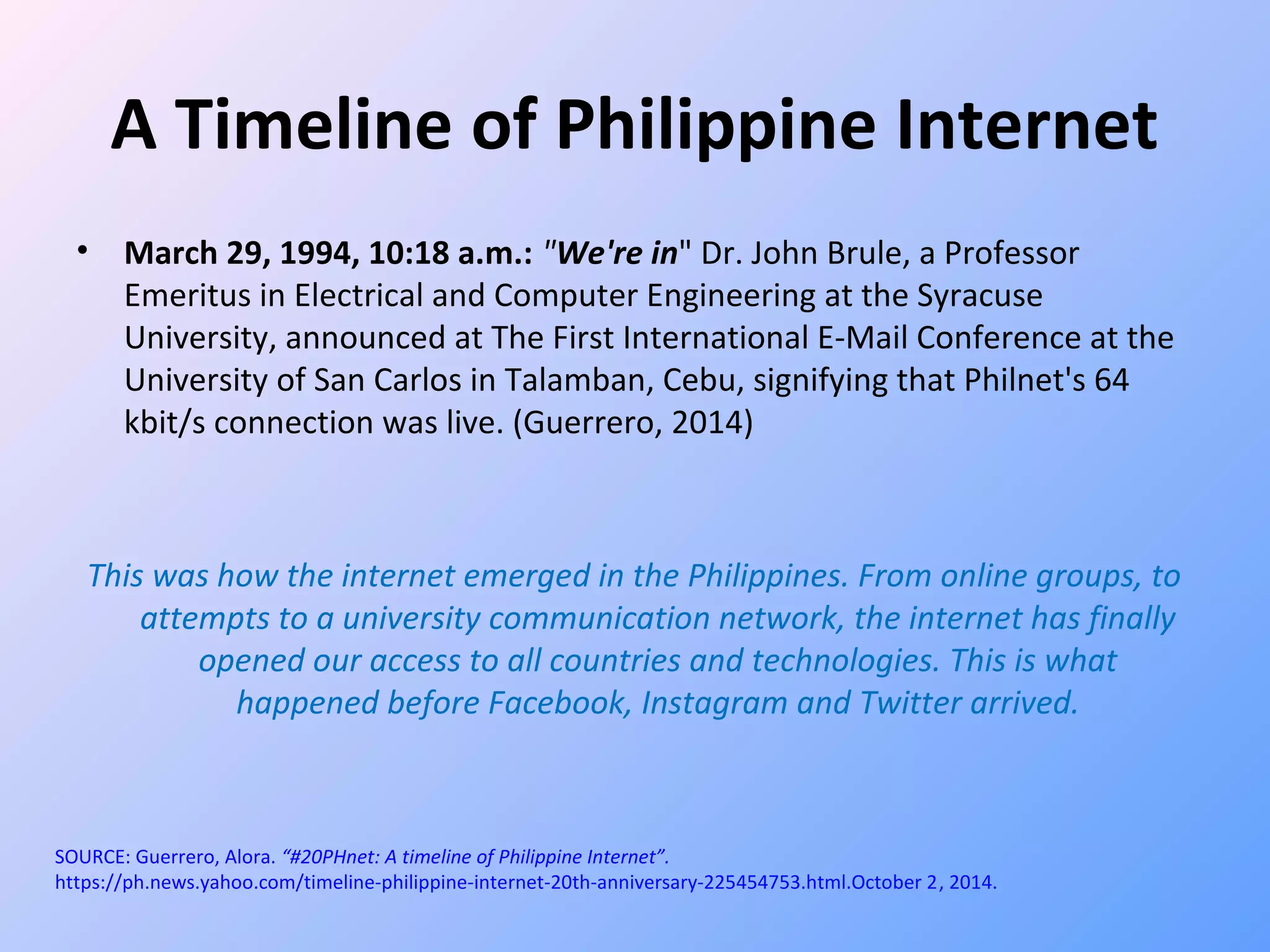Chuaa51: The History of Internet in the Philippines | PPT