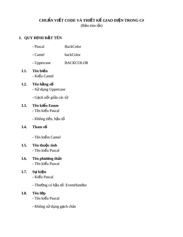 Chuan viet code va thiet ke giao dien trong C# | PDF