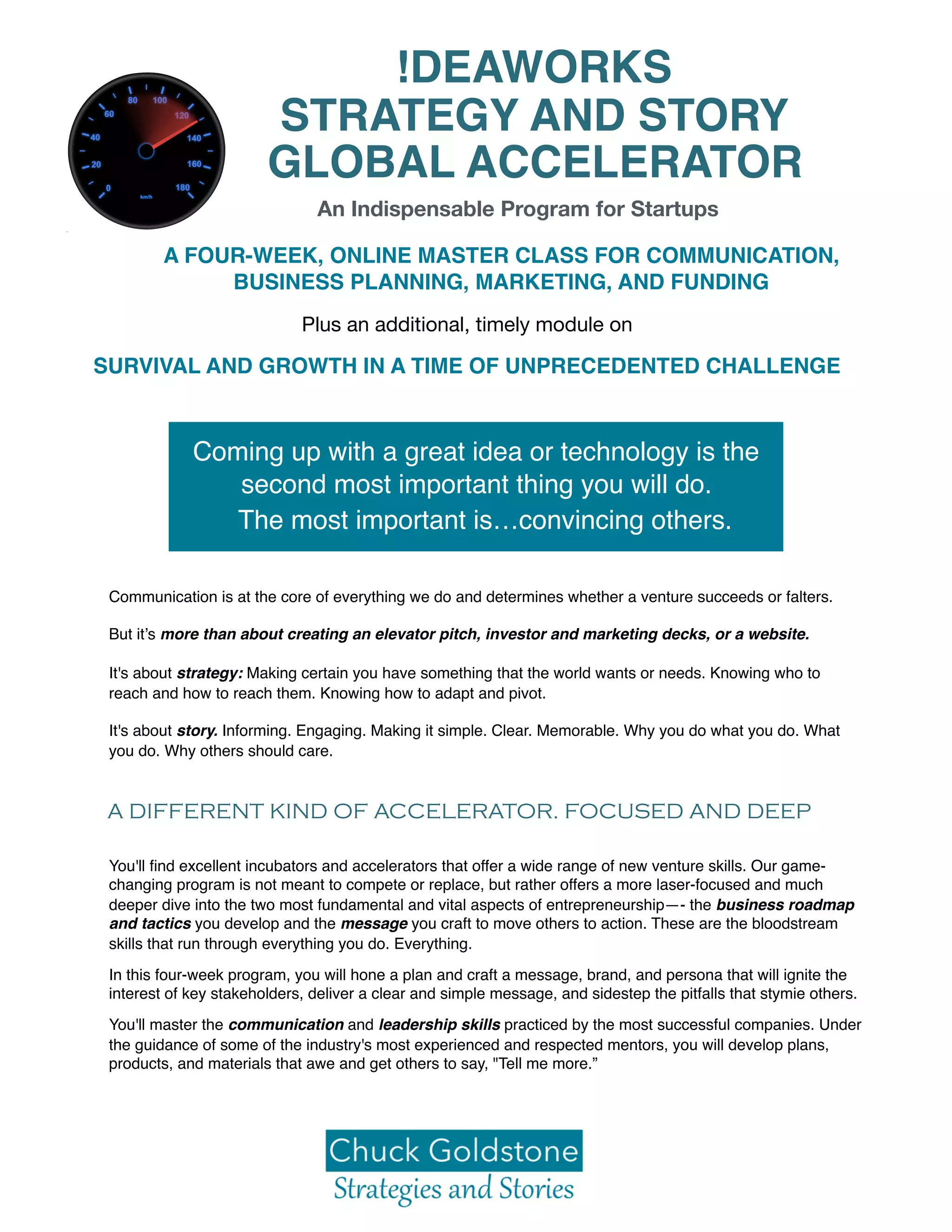 Chuck Goldstone Accelerator Overview | PDF