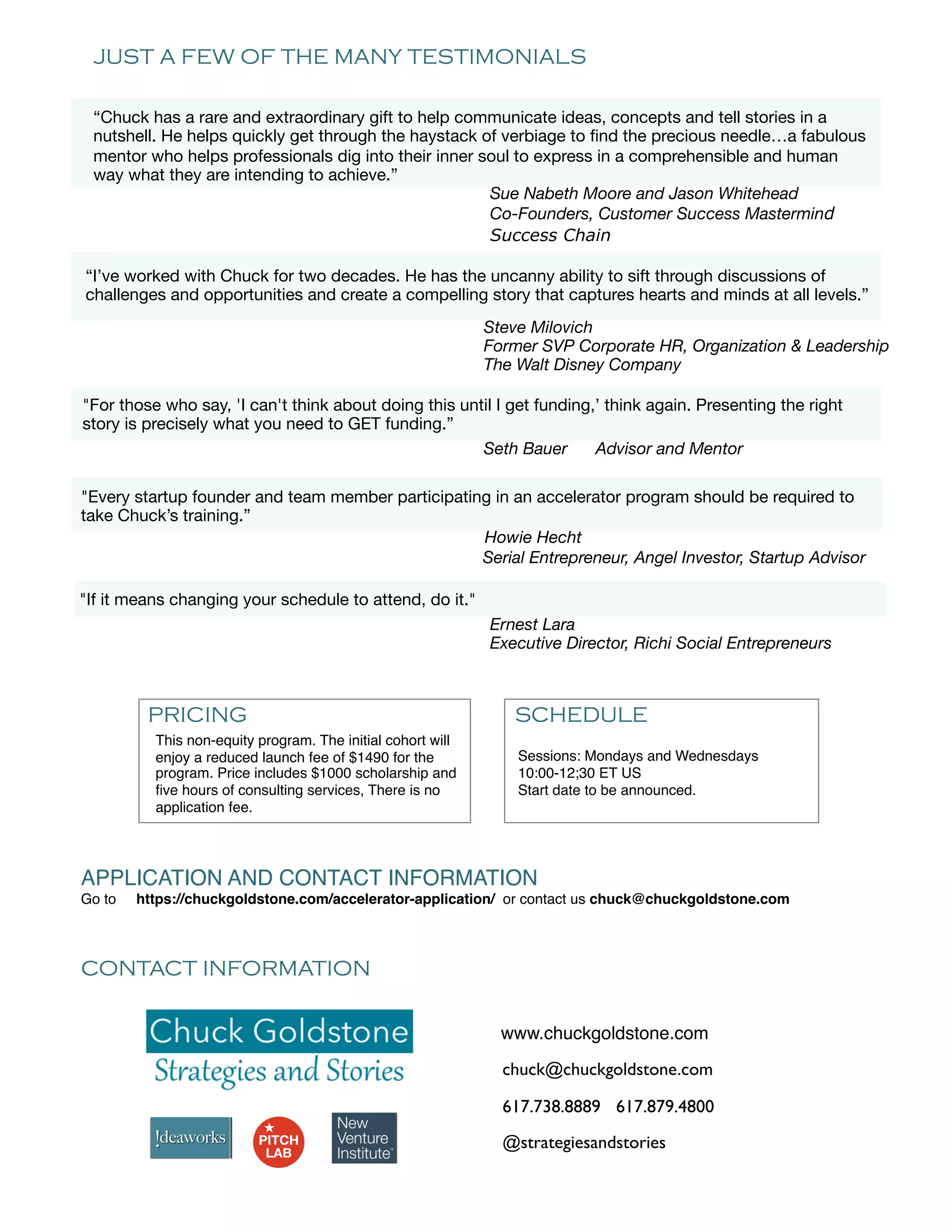 Chuck Goldstone Accelerator Overview | PDF