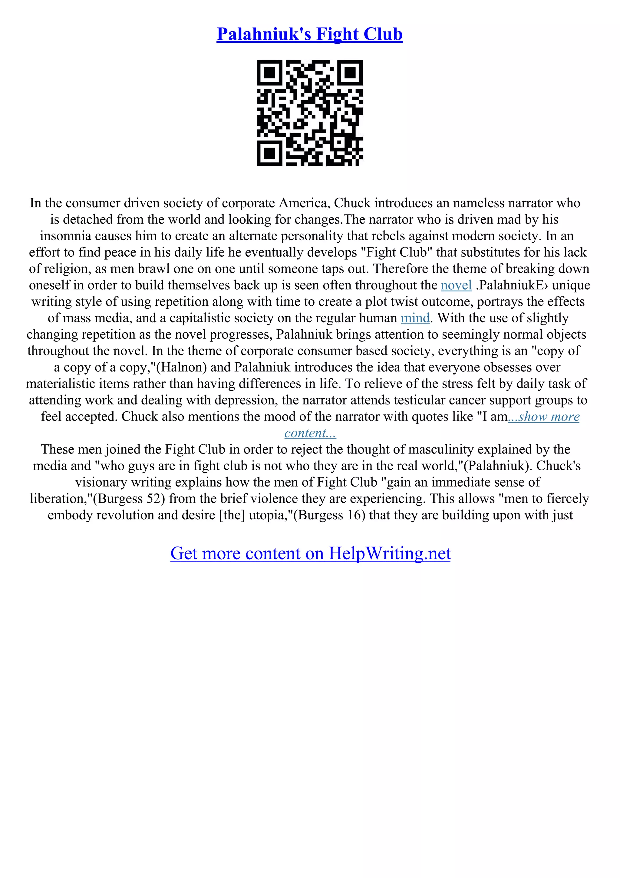 Chuck Palahniuk Essays | PDF