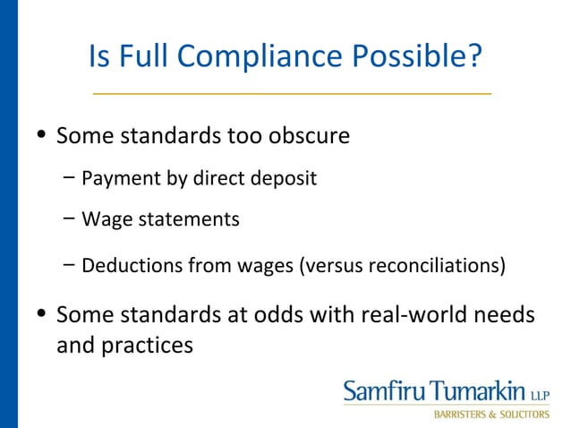 Employmant Standards Act Compliance | PPT