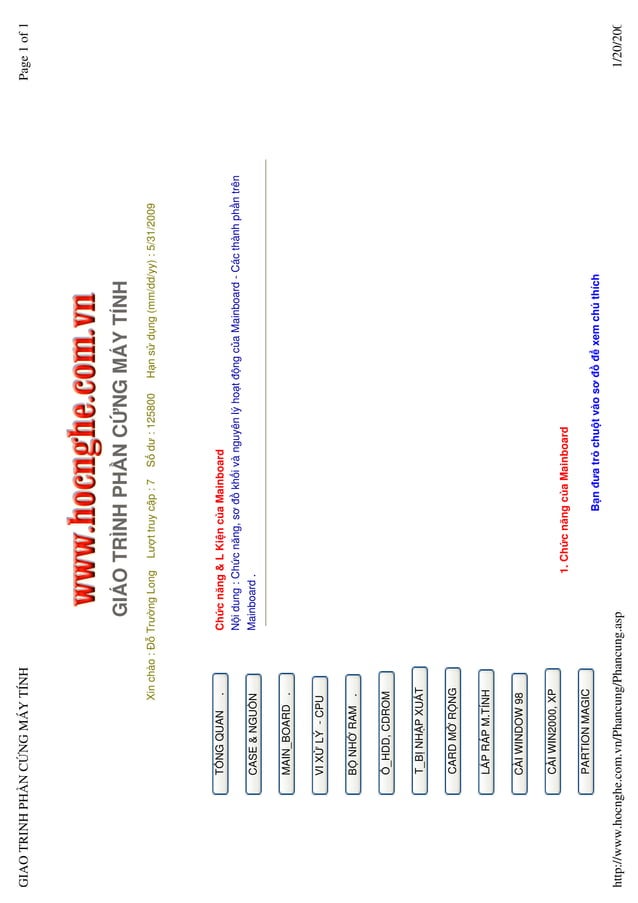 Chuc nang va linh kien cua main board | PDF