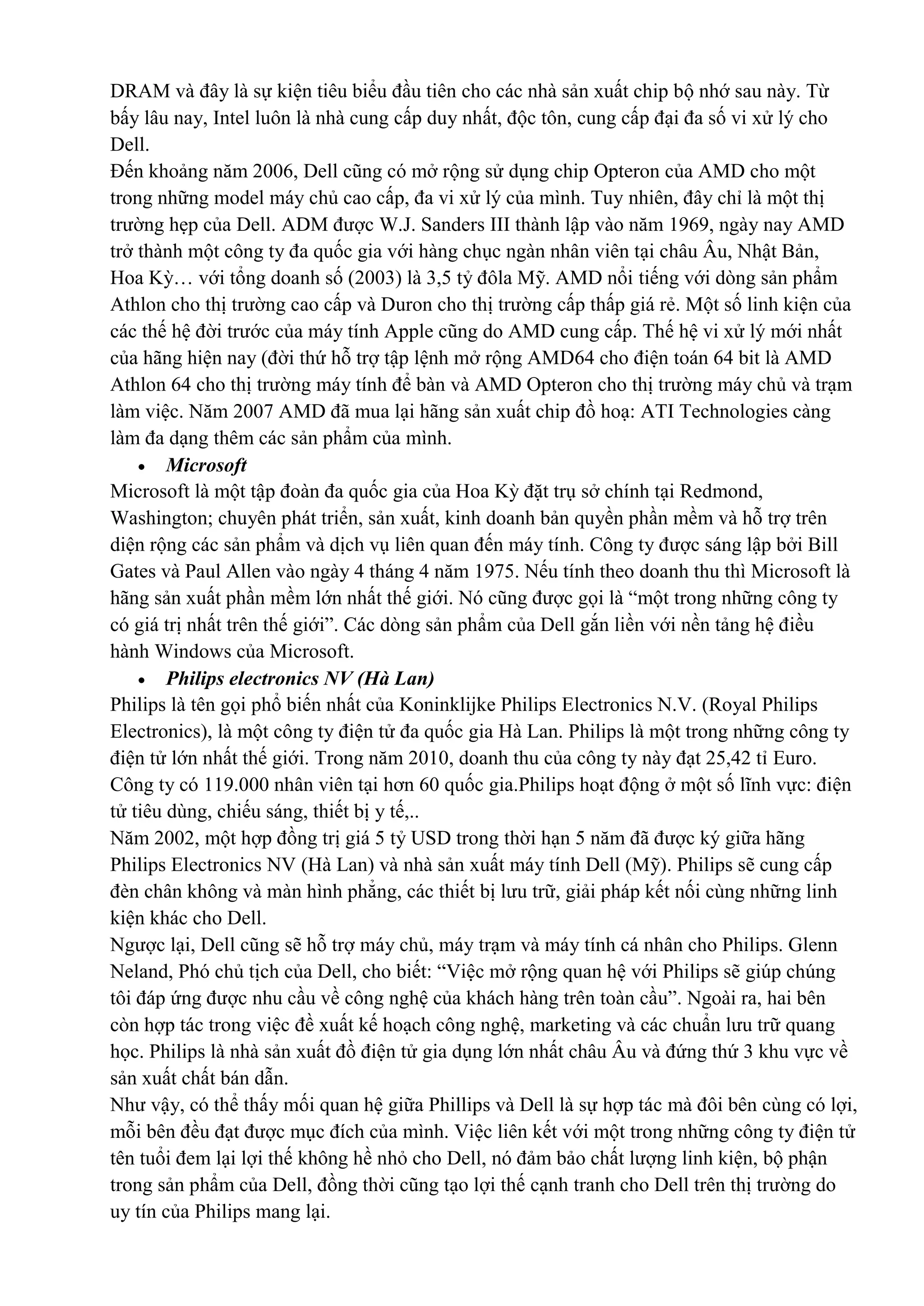 Chuỗi cung ứng của dell (dell scm) | DOCX