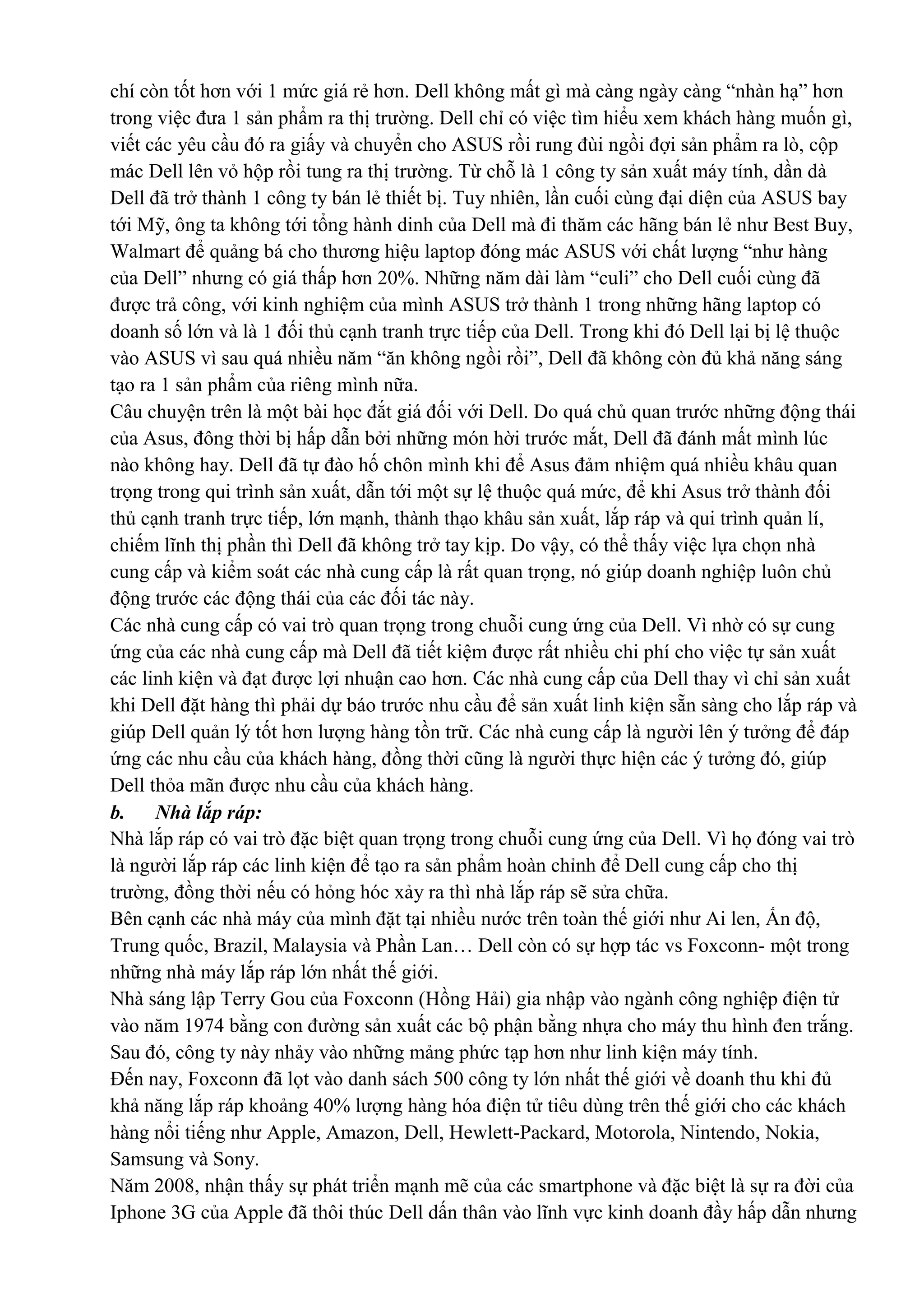 Chuỗi cung ứng của dell (dell scm) | DOCX