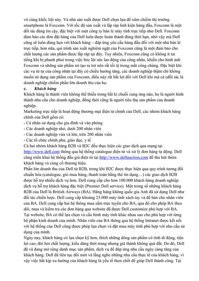 Chuỗi cung ứng của dell (dell scm) | DOCX