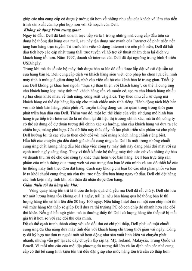 Chuỗi cung ứng của dell (dell scm) | DOCX