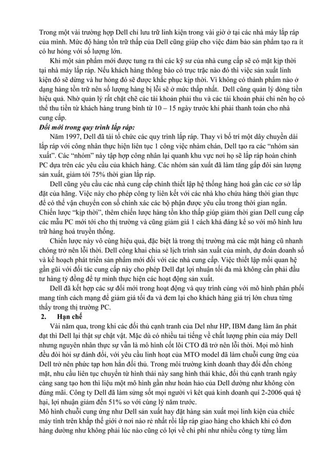 Chuỗi cung ứng của dell (dell scm) | DOCX