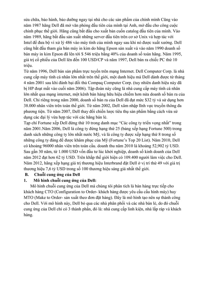 Chuỗi cung ứng của dell (dell scm) | DOCX