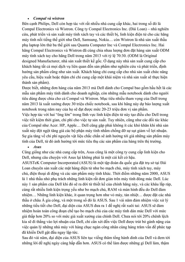 Chuỗi cung ứng của dell (dell scm) | DOCX