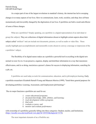 Chung CSE 689 e-Portfolio Paper Draft | PDF | Stocks and Bonds ...