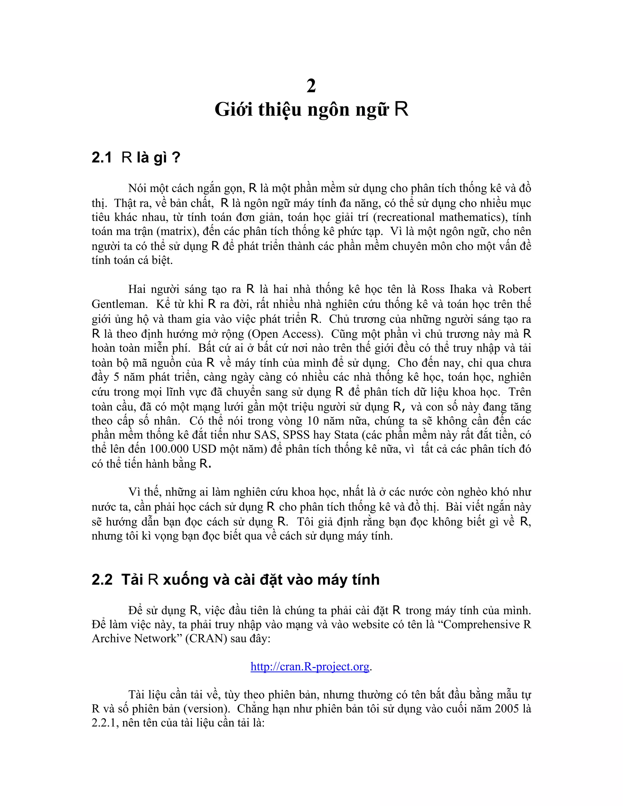 Chuong 02. gioi thieu ngon ngu r | PDF