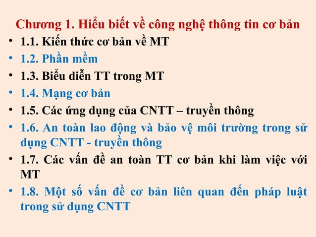 Chương 1 - Hiểu biết về công nghệ thông tin cơ bản (Tin học căn bản) | PPTX