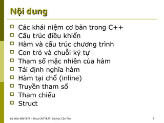 Cac dac diem cua ngôn ngữ C++ trong nhâp moon lập trình | PPT
