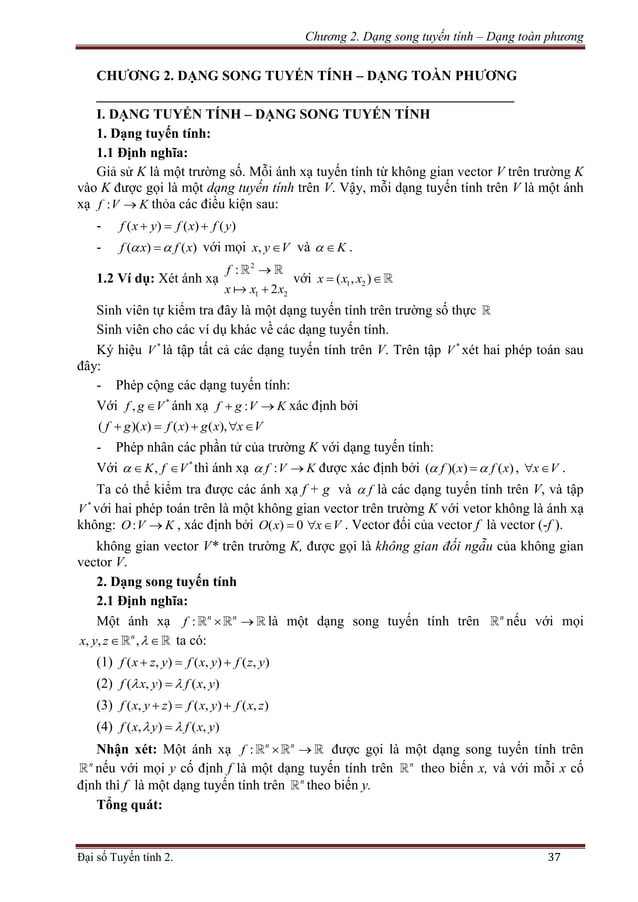 Chuong 2 dai so tuyen tinh 2 | PDF