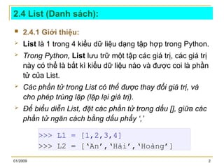 Chuong 2 - PYTHON - List.ppt zzzzzzzzzzz | PPT