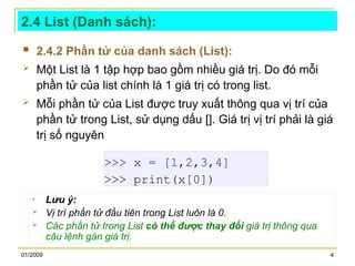 Chuong 2 - PYTHON - List.ppt zzzzzzzzzzz | PPT