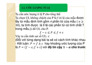 Chuong2: ƯỚC LƯỢNG THAM SỐ, môn thống kê ứng dụng | PDF