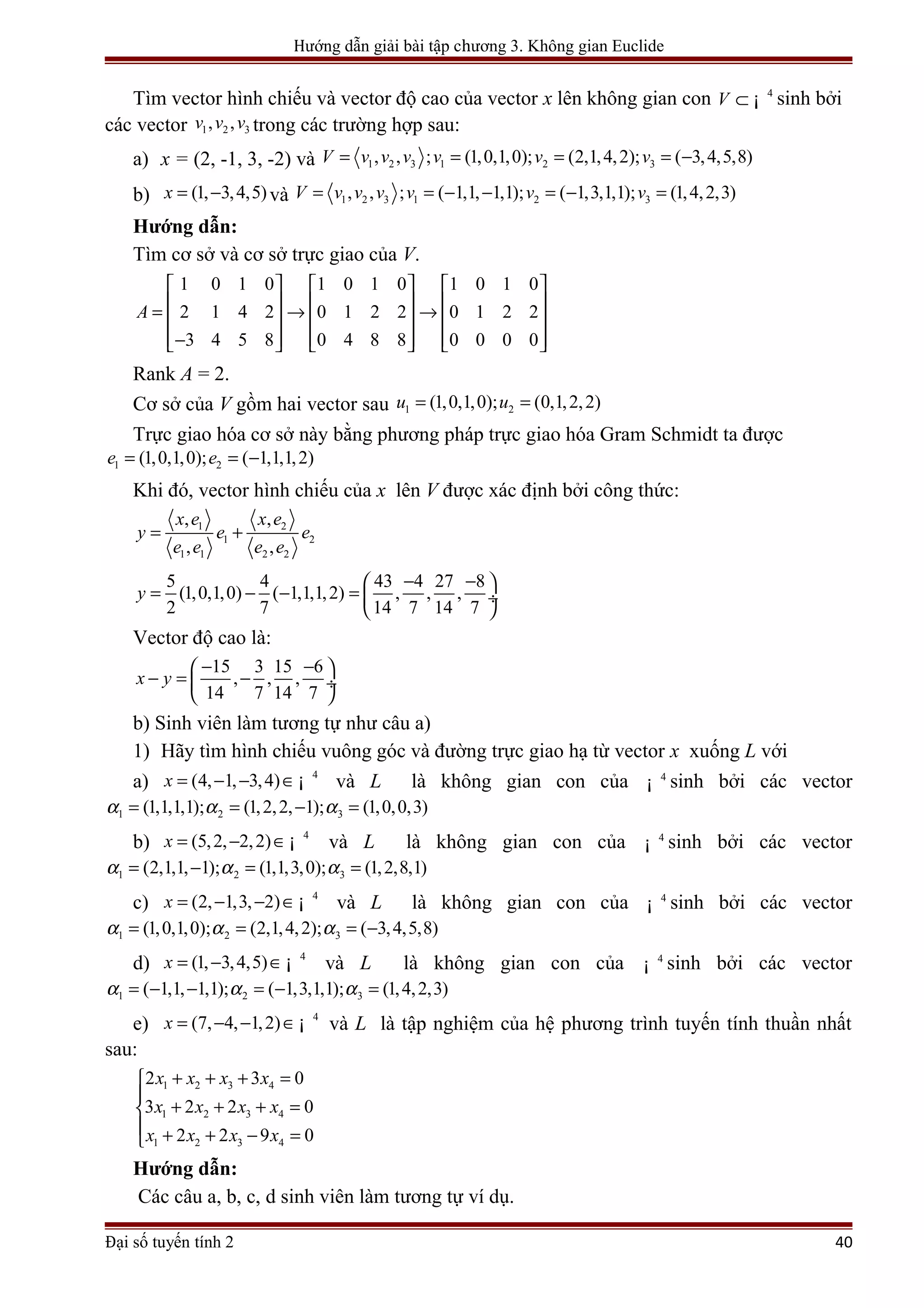 đại số tuyến tính 2 ( không gian eculid ) | DOC