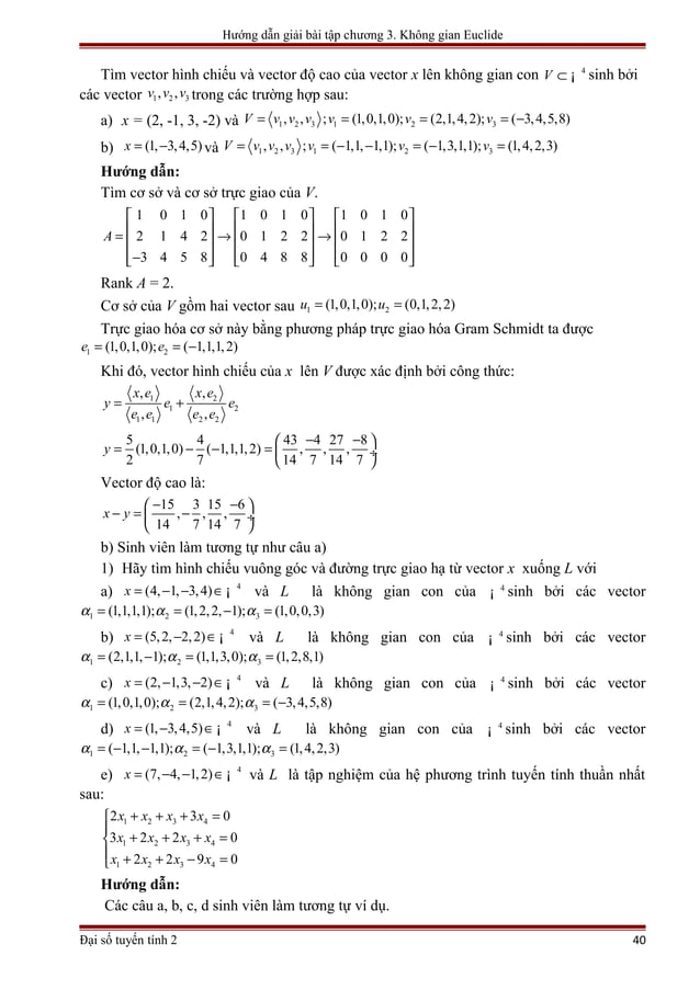 đại số tuyến tính 2 ( không gian eculid ) | DOC