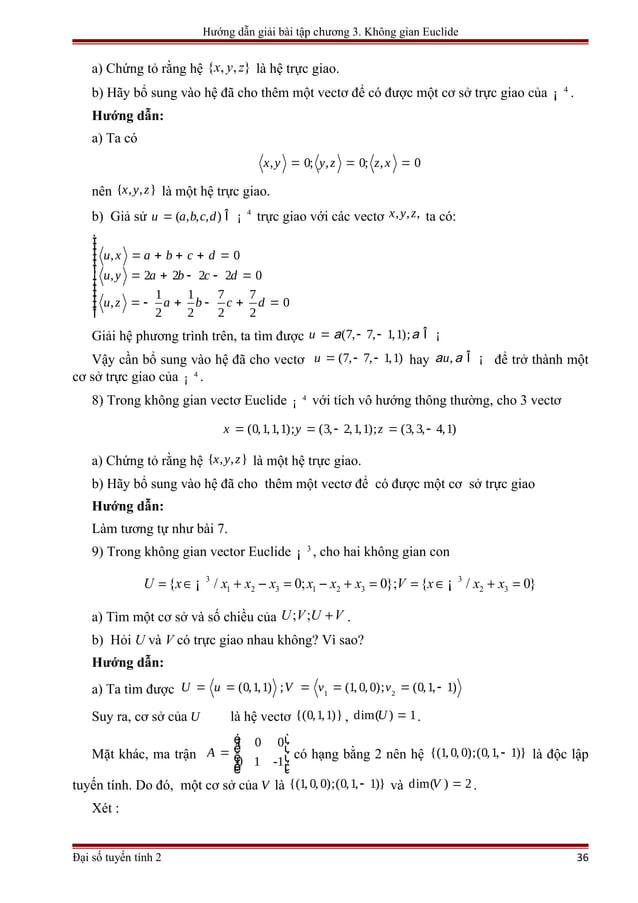 đại số tuyến tính 2 ( không gian eculid ) | DOC