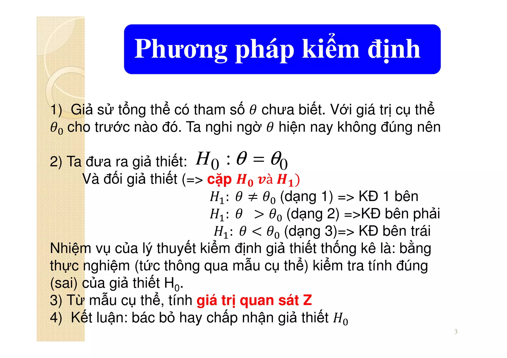 Chuong3 KIỂM ĐỊNH GIẢ THUYẾT THỐNG KÊ | PDF