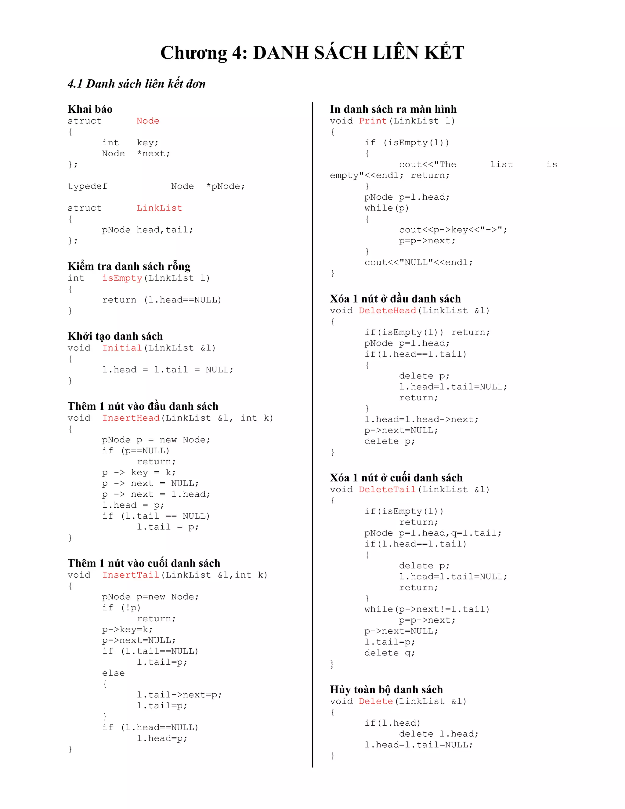 Chuong 4 danh sach lien ket | PDF