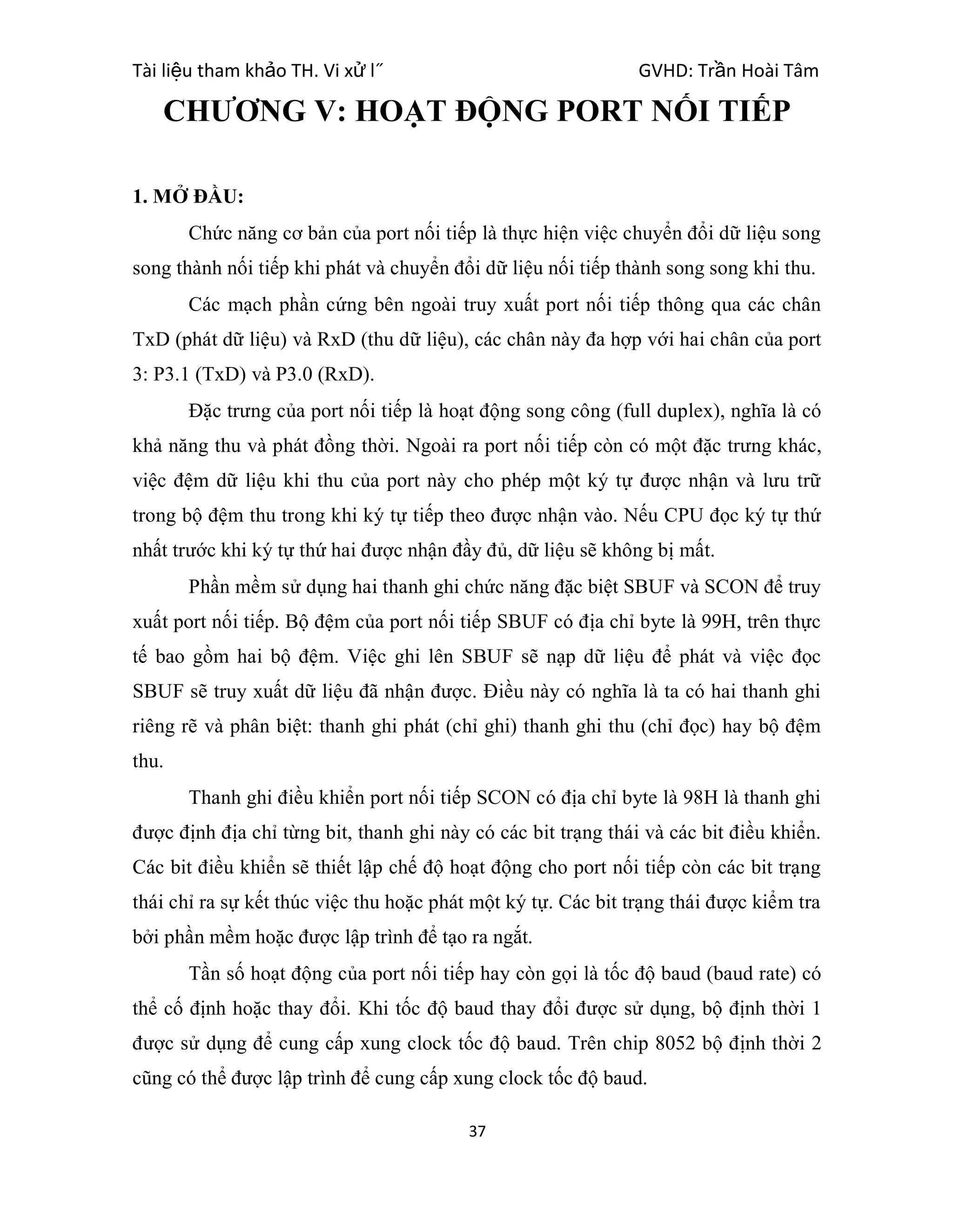 Chuong5 hoạt động port nối tiếp | PDF