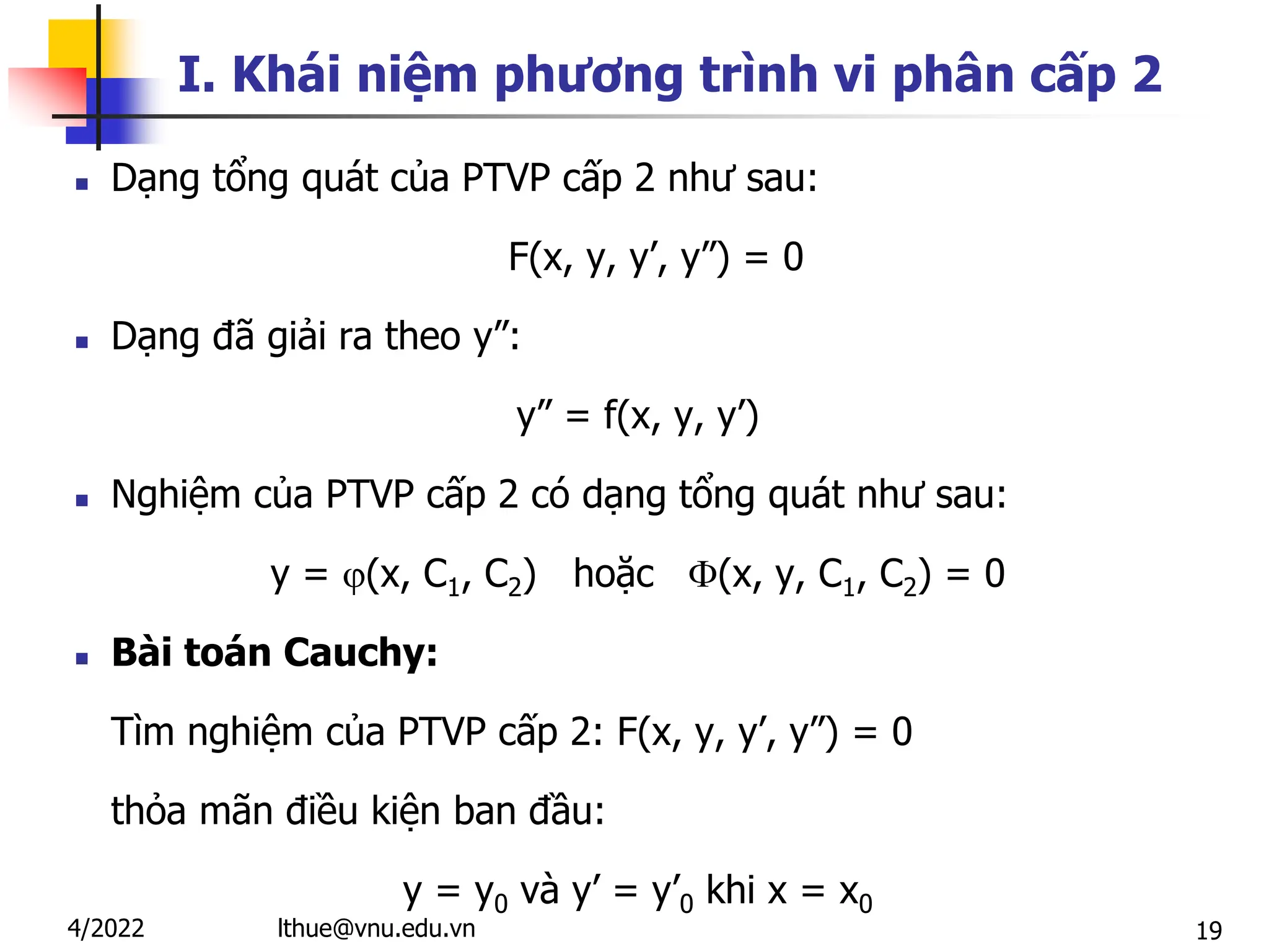Bài giảng chương 8: Phương trình vi phân cấp một và cấp hai | PDF