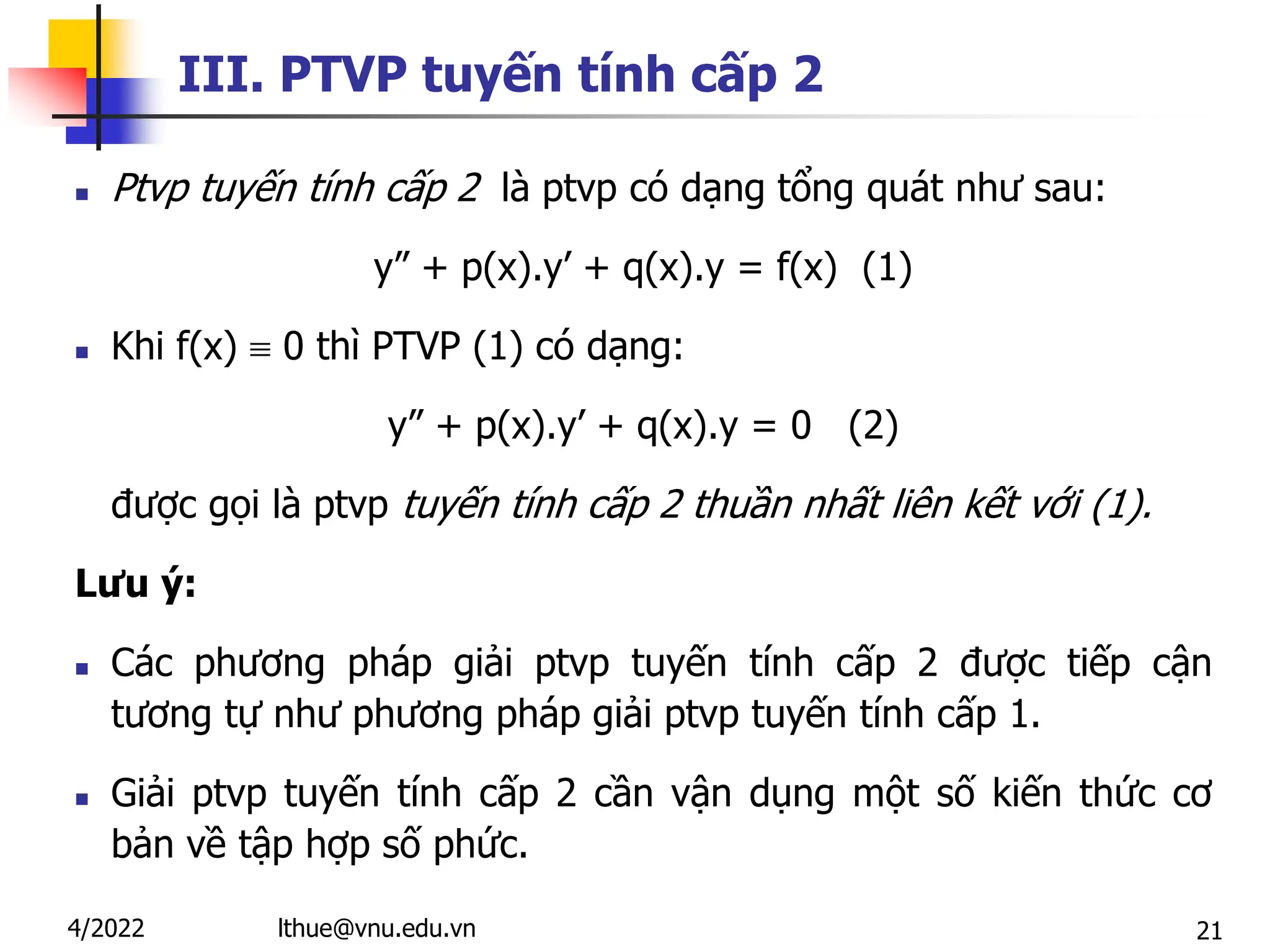 Bài giảng chương 8: Phương trình vi phân cấp một và cấp hai | PDF