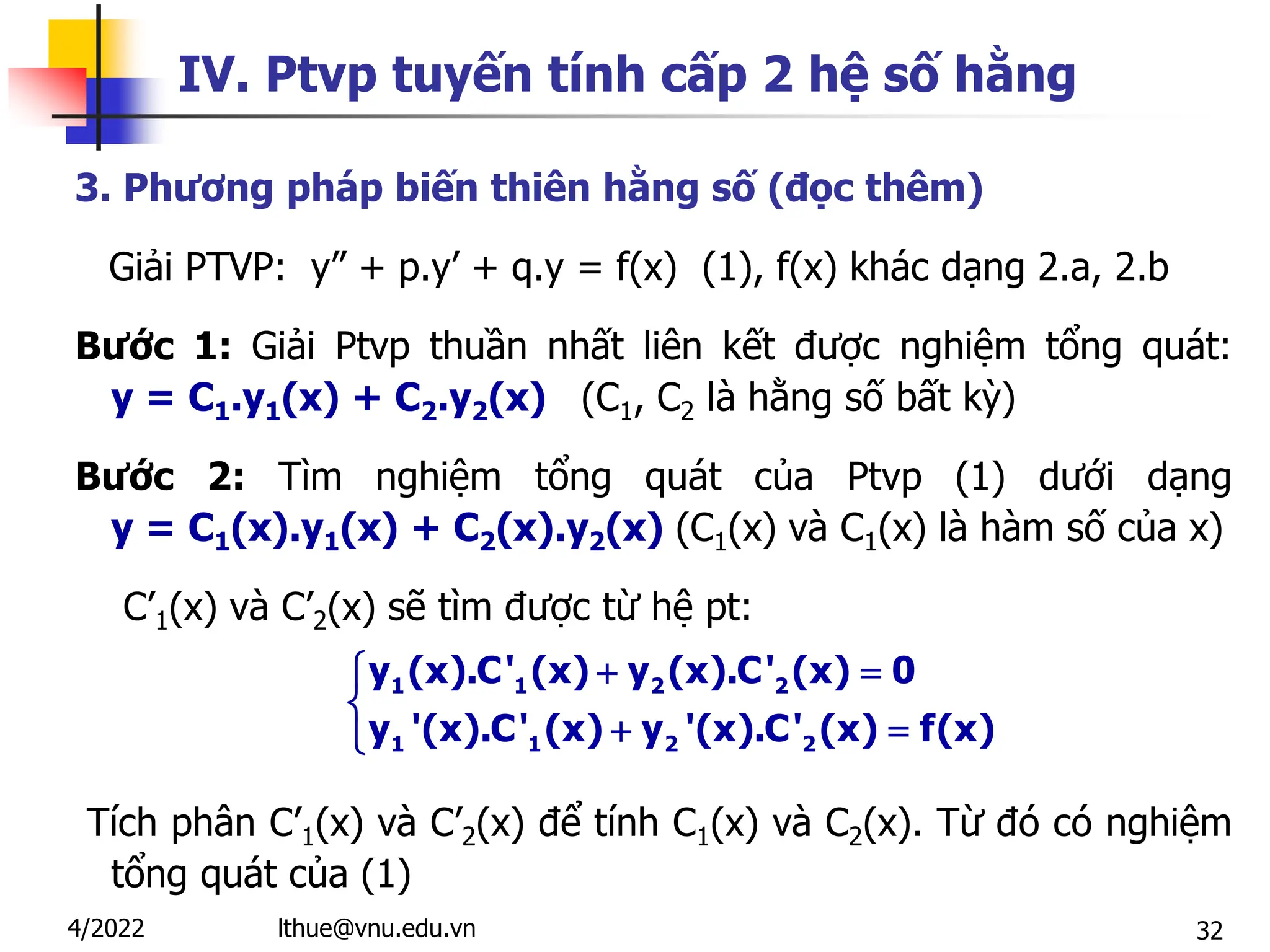 Bài giảng chương 8: Phương trình vi phân cấp một và cấp hai | PDF