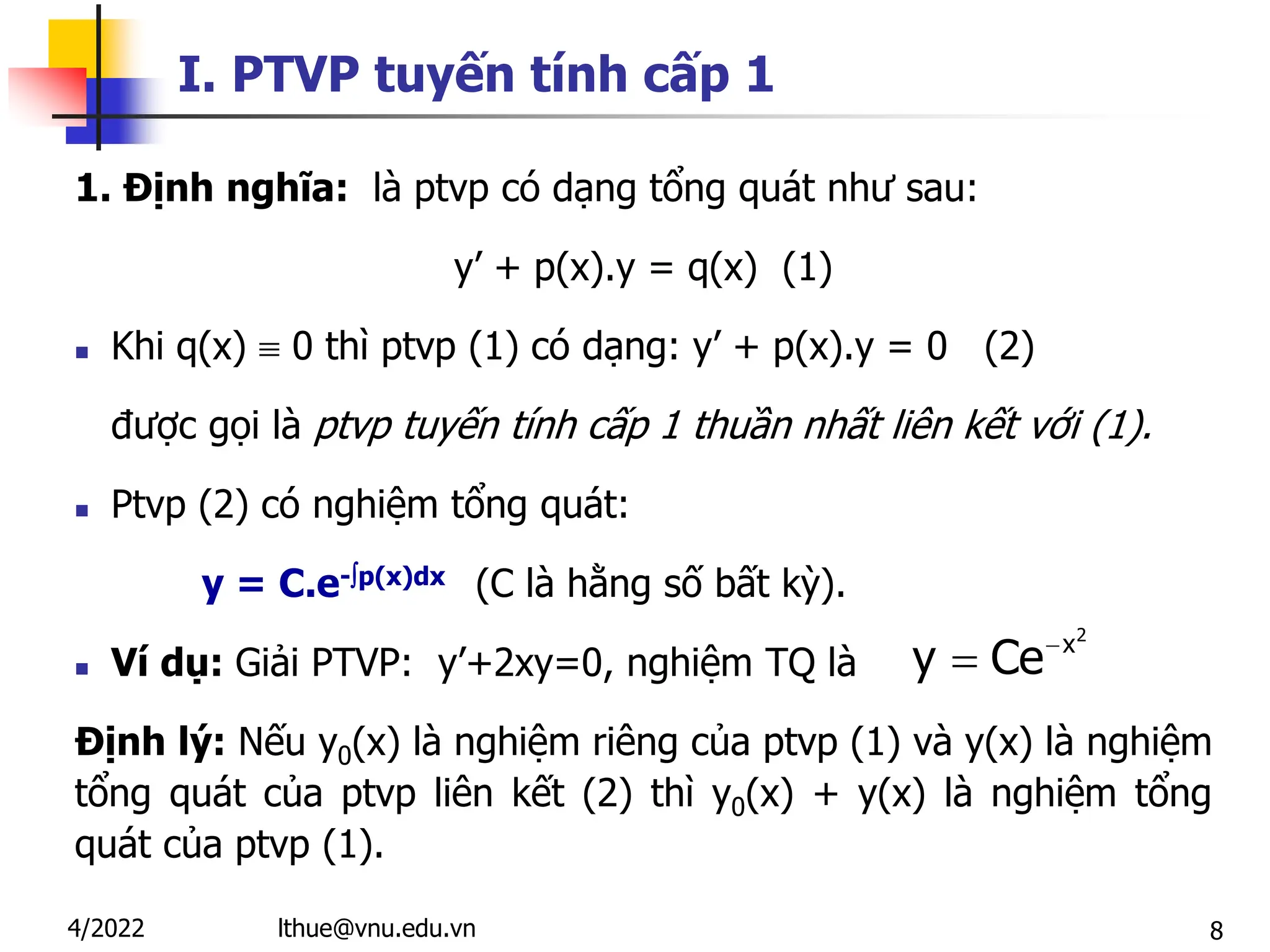 Bài giảng chương 8: Phương trình vi phân cấp một và cấp hai | PDF
