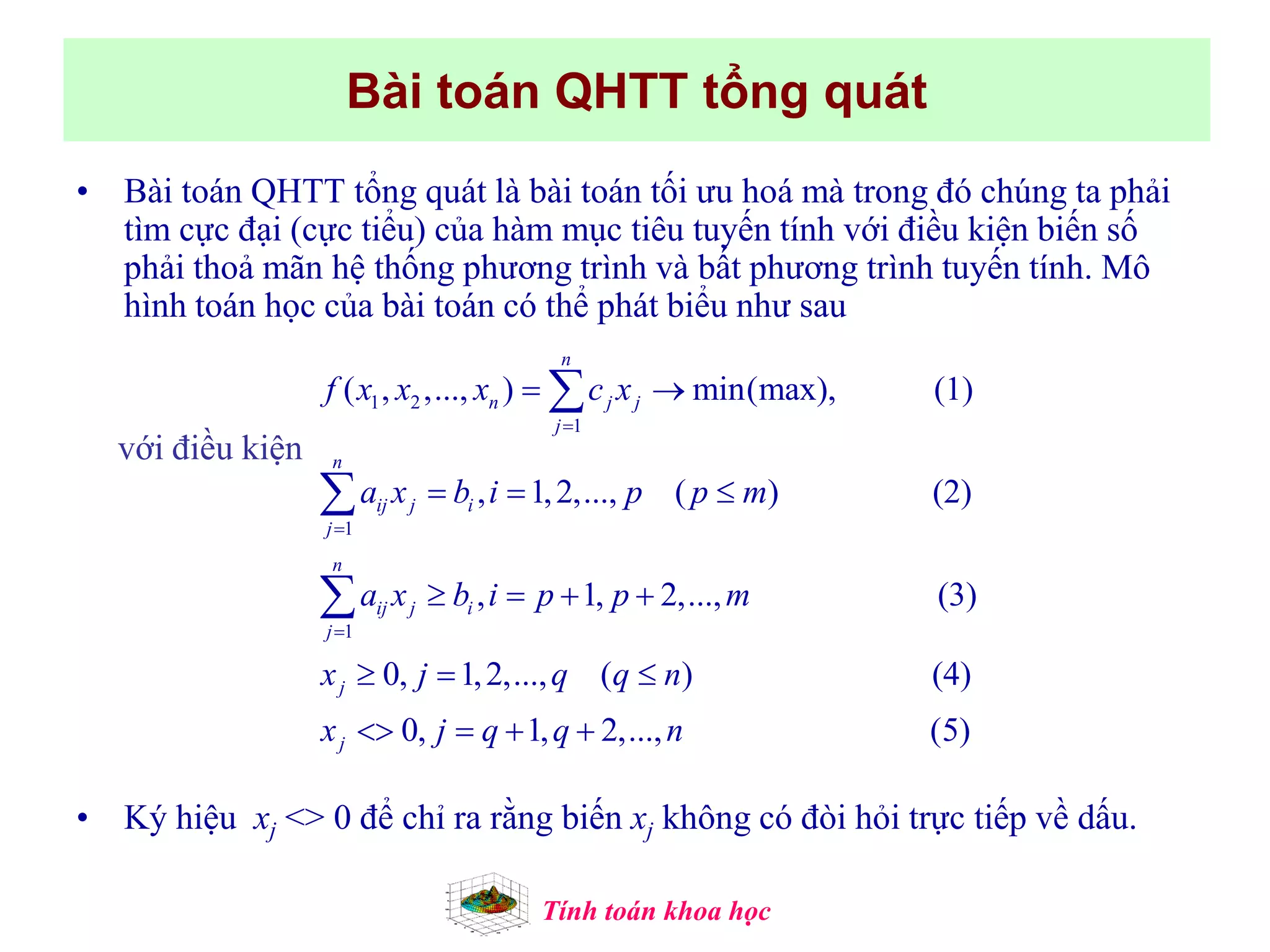 Tính toán khoa học - Chương 8: Quy hoạch tuyến tính | PDF