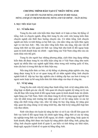 Chuong Trinh Dao Tao Tieng Anh Kinh Te | DOC